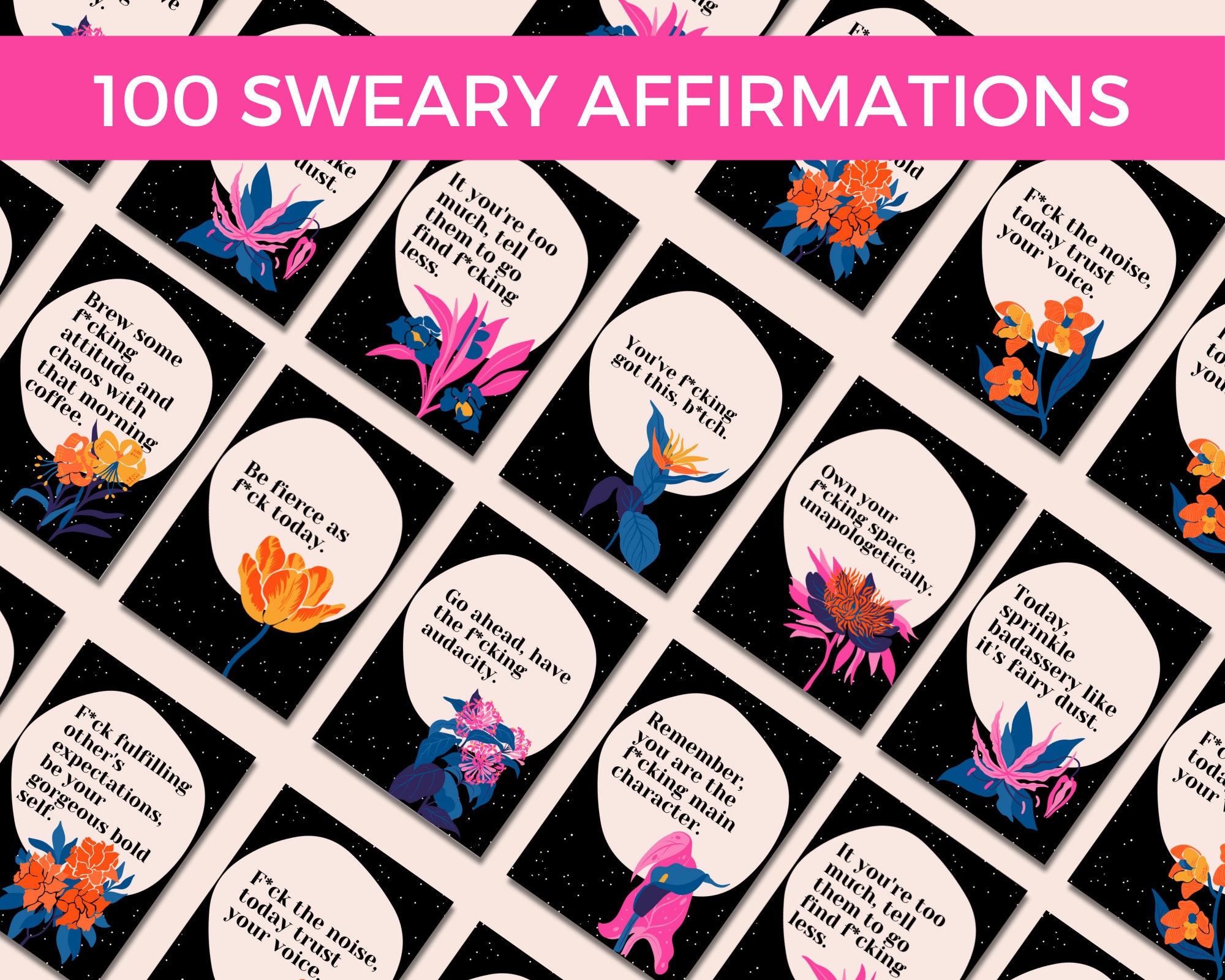 Swear Positive Affirmation Cards, Positive Affirmations Baddie Deck ...