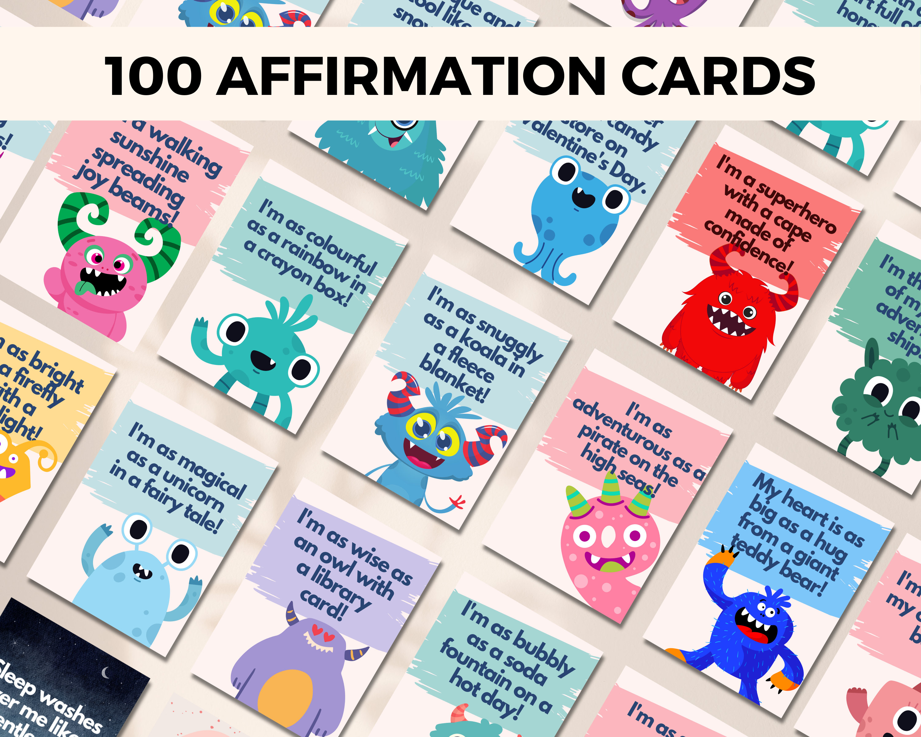 Positive Affirmations for Kids, Set of 100 Cards for Children With ...