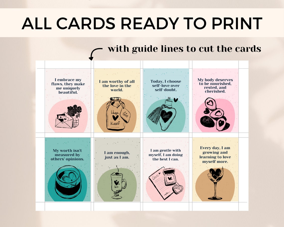 Positive Affirmation Cards for Self Love, Self Care and Worth Cards ...