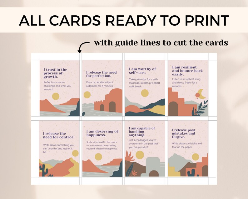 Affirmation Cards, Anxiety Positive Flash Cards, Trauma Calmness and ...