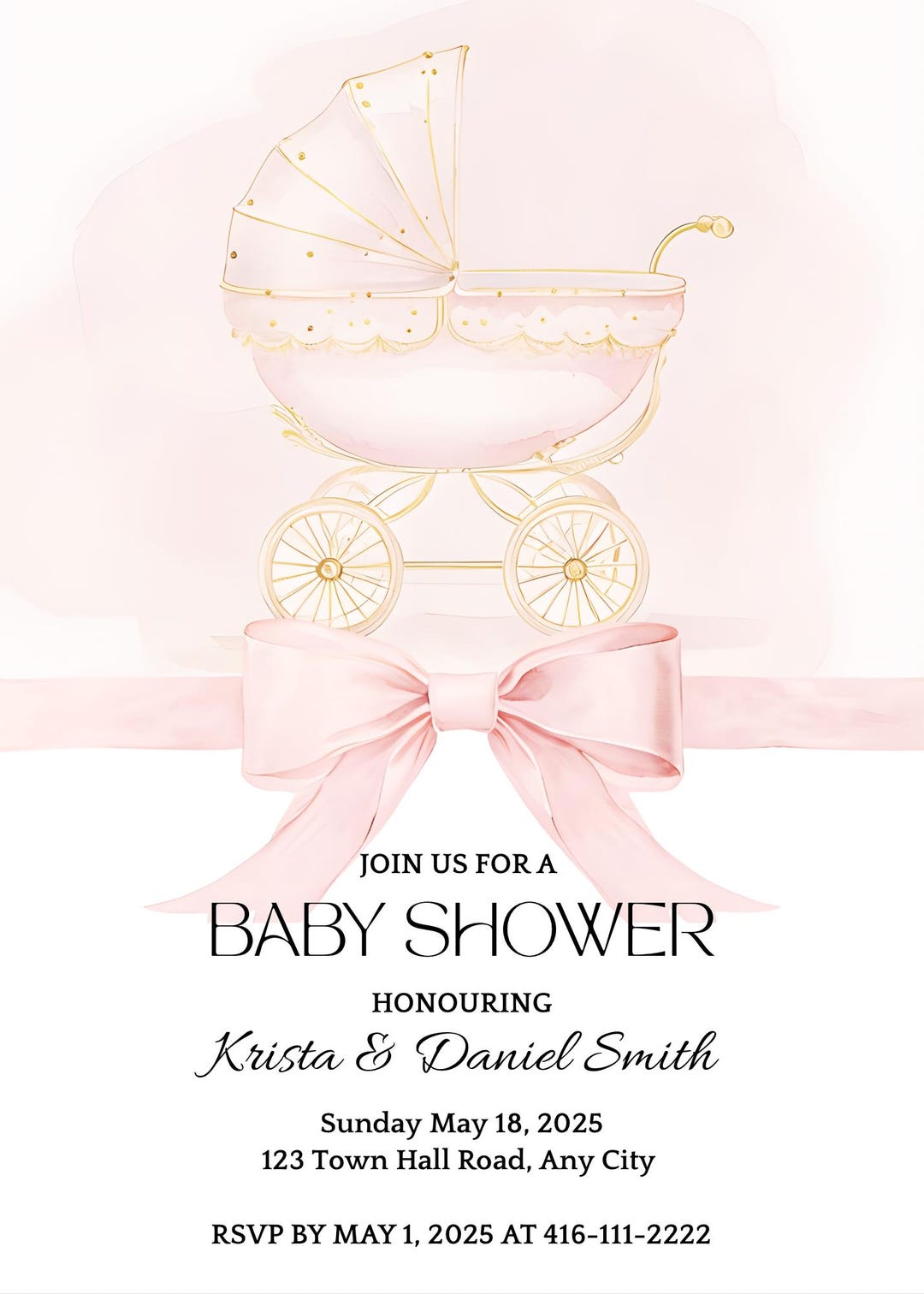 Vintage Stoller Baby Shower Invitation With Pink Bow - Etsy