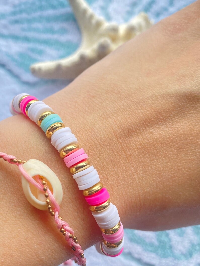 Preppy Blue and Pink Bracelet - Etsy