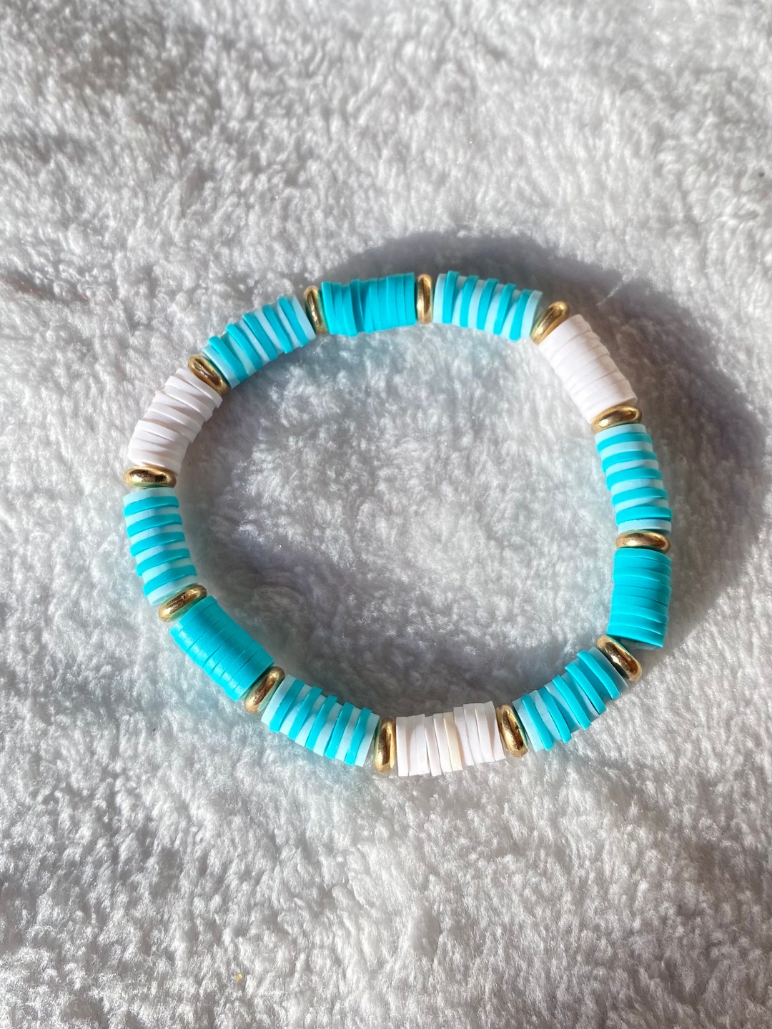 Teal Blue Patterned Striped Preppy Bracelet - Etsy