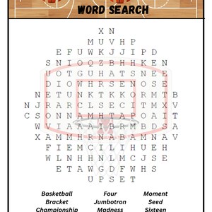 March Madness Word Search Game Printable Party Games NCAA Basketball ...