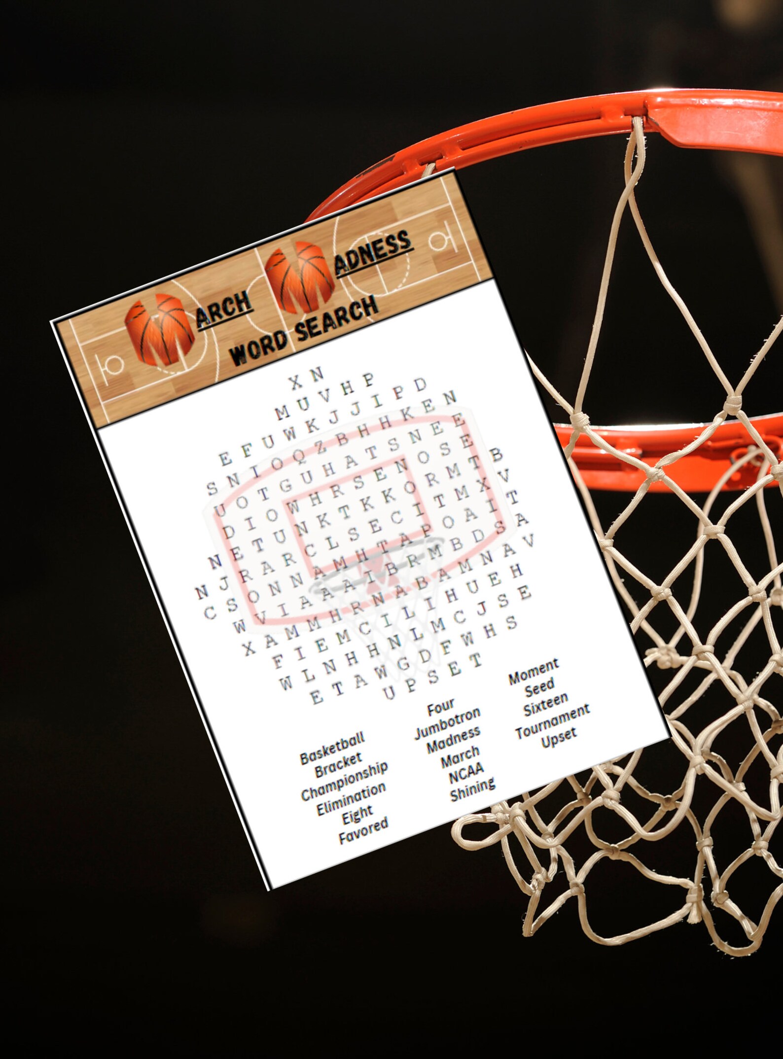 March Madness Word Search Game Printable Party Games NCAA Basketball ...