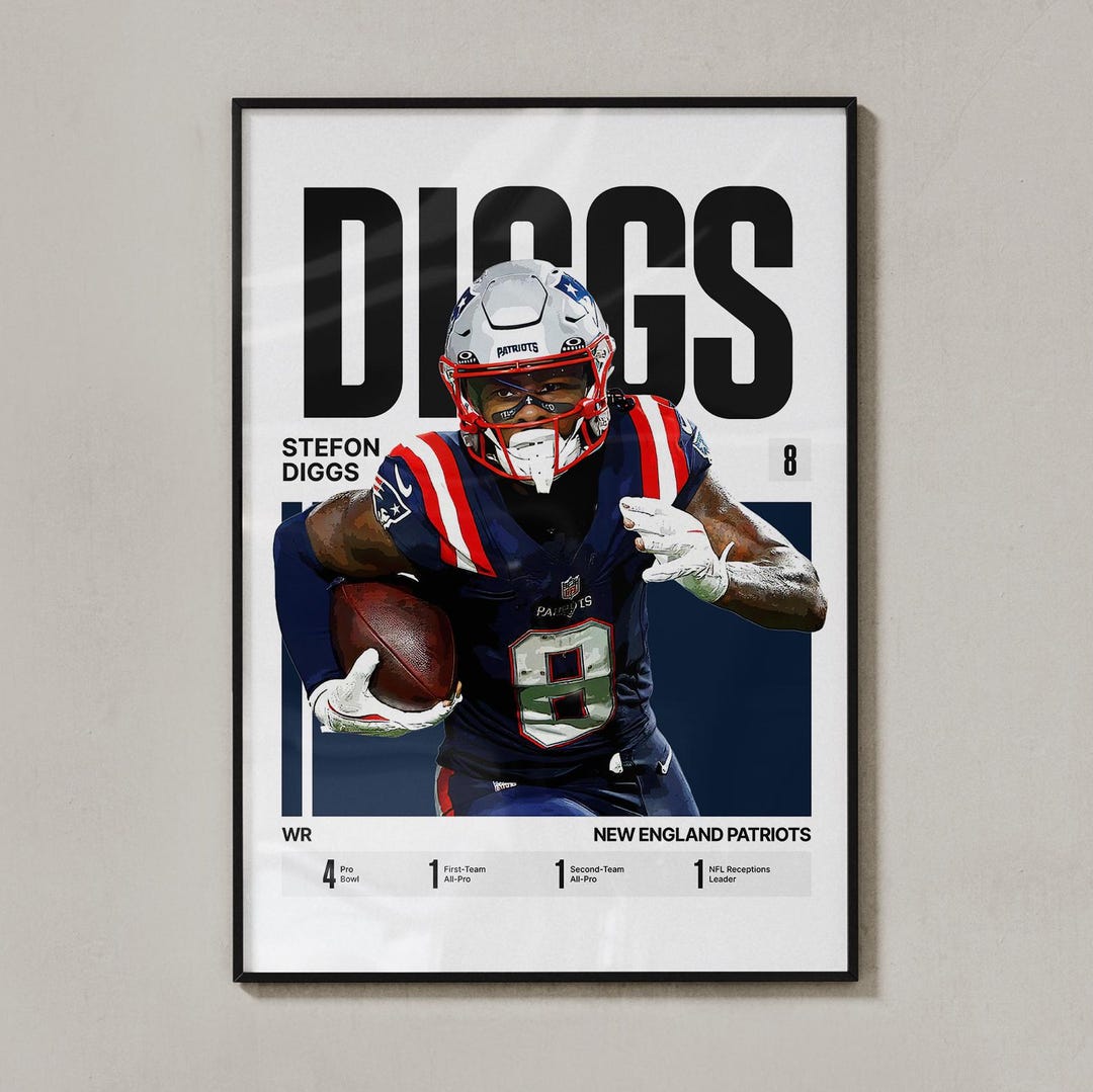 Stefon Diggs #8 Poster | New England Football Wall Art (digital ...