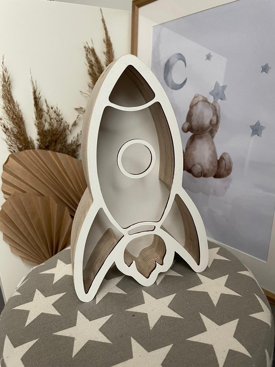 Rocket Money Box, Piggy Bank Children Gift Idea, Boy Room Decor, Space ...