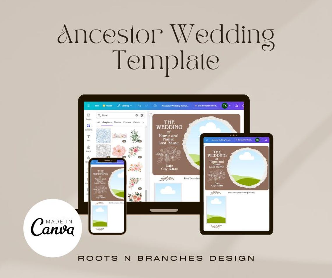 Ancestral Wedding Profile Canva Template - Etsy