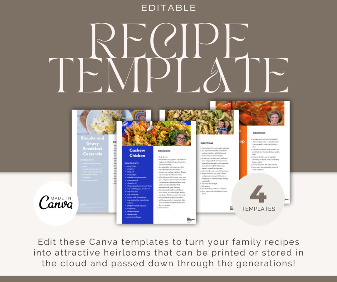 Family Recipe Canva Template - Etsy