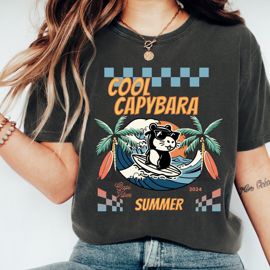 Cool Capybara Shirt Capybara Summer Clothes Capybara Vibes Clothing ...