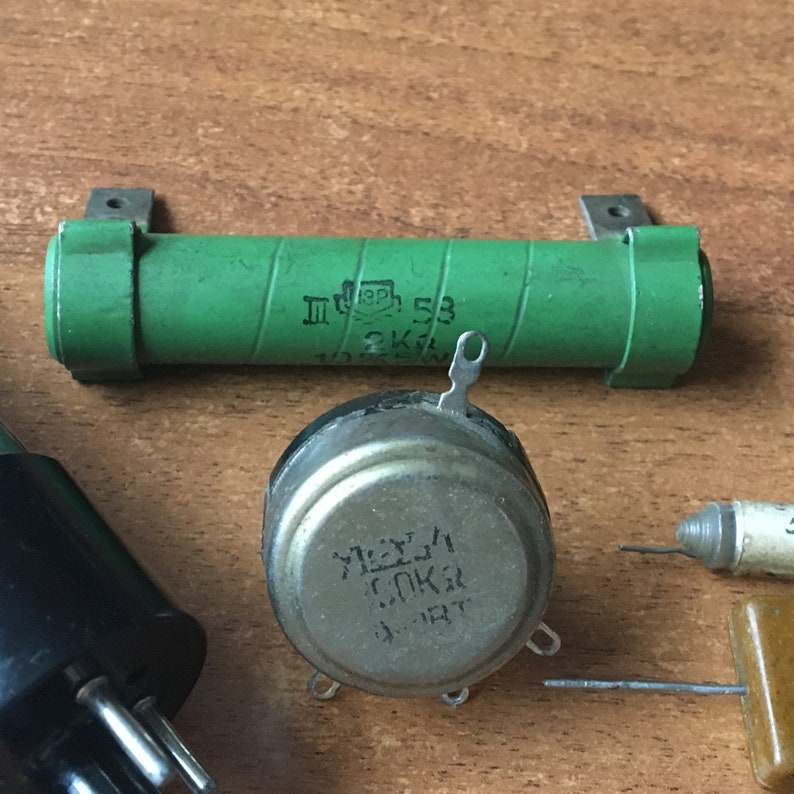 1950s. Vintage Radio Parts Resistors Variable Capacitors, Fuse, Vacuum ...