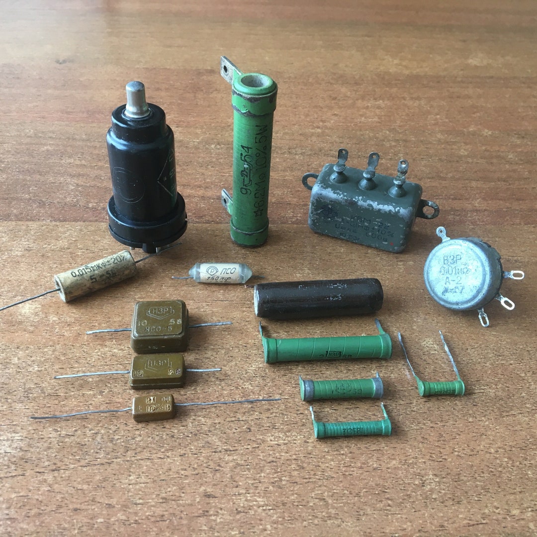 1950s. Vintage Radio Parts - Resistors Variable, Capacitors, Vacuum ...