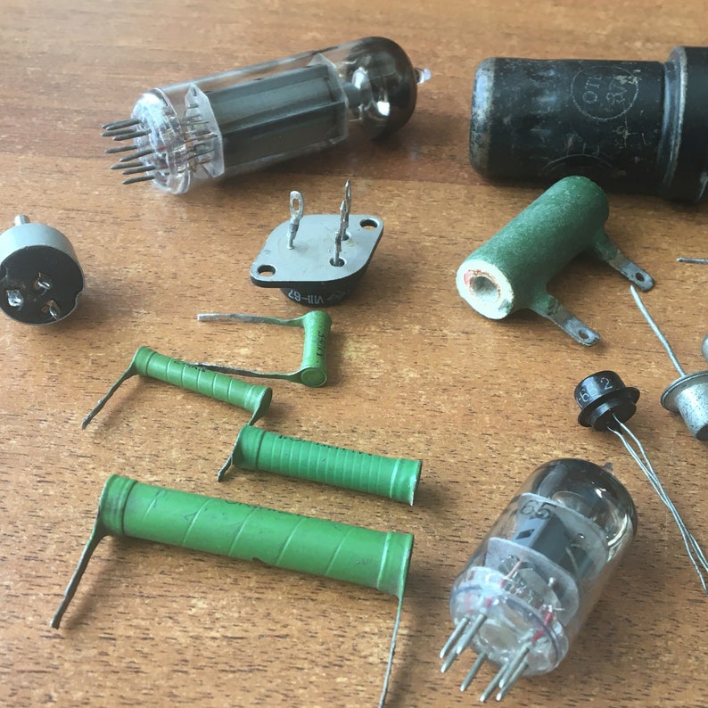 60s. Vintage Radio Parts, Transistors, Diodes, Resistors Variable ...