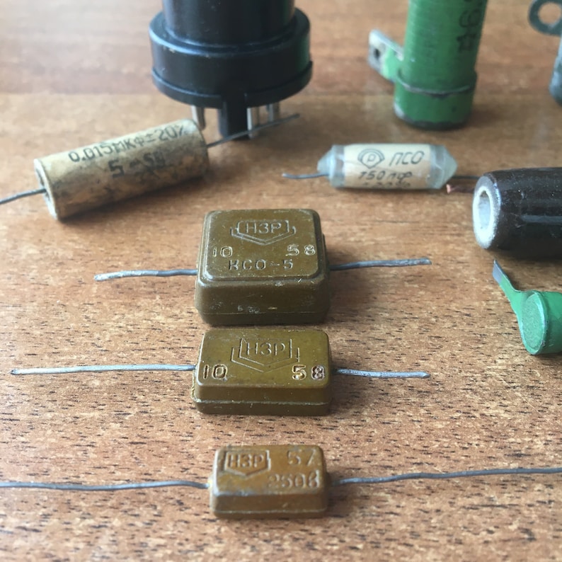 1950s. Vintage Radio Parts - Resistors Variable, Capacitors, Vacuum ...