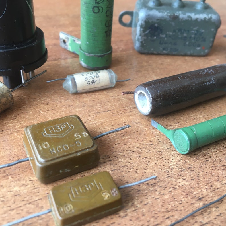 1950s. Vintage Radio Parts - Resistors Variable, Capacitors, Vacuum ...