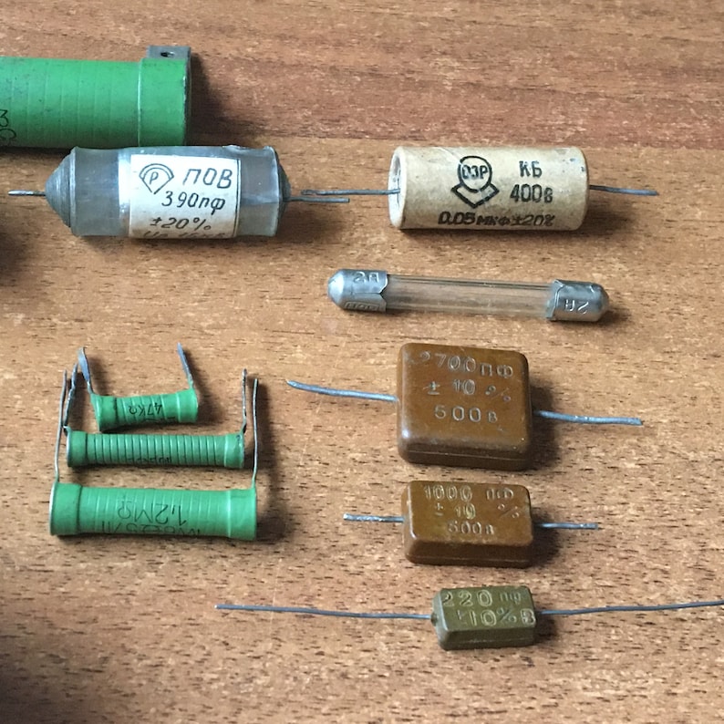 1950s. Large Lot of Vintage Radio Parts Resistors Variable Capacitors ...