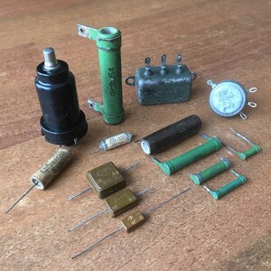 1950s. Vintage Radio Parts - Resistors Variable, Capacitors, Vacuum ...