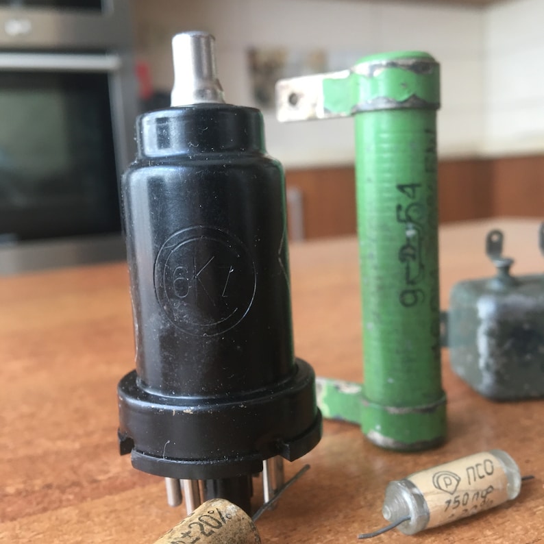 1950s. Vintage Radio Parts - Resistors Variable, Capacitors, Vacuum ...