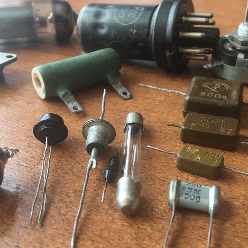 60s. Vintage Radio Parts, Transistors, Diodes, Resistors Variable ...