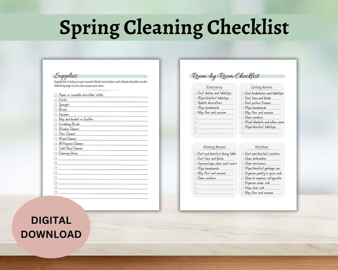 Cleaning Checklist, Room-by-room Template, Clean Made Easy, Declutter ...