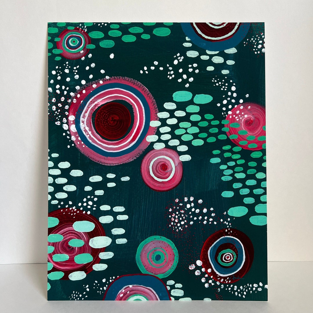 Colorful Abstract Teal Seascape Art, Contemporary Wall Art, Modern Art ...