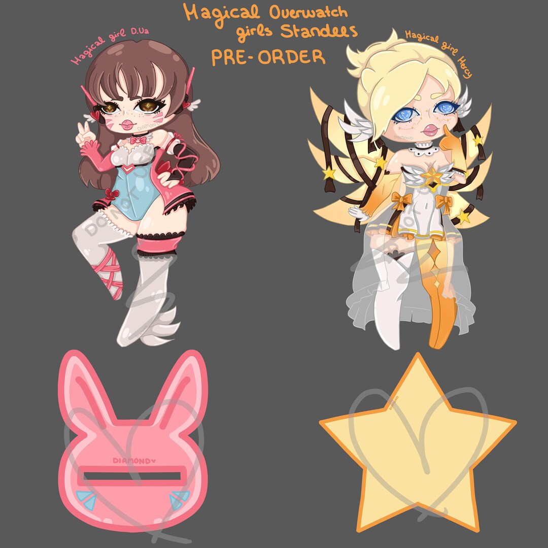 Overwatch Magical Girls Standee PRE-ORDER D.va and Mercy Magical Girl OW OW2 O - Etsy