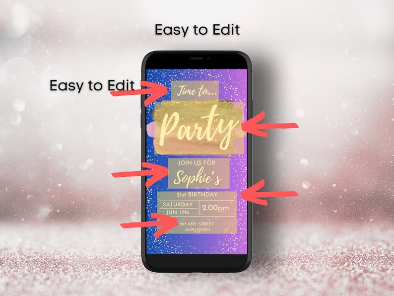 Editable Party Invitation | Digital Invite Template for Canva | Unique ...