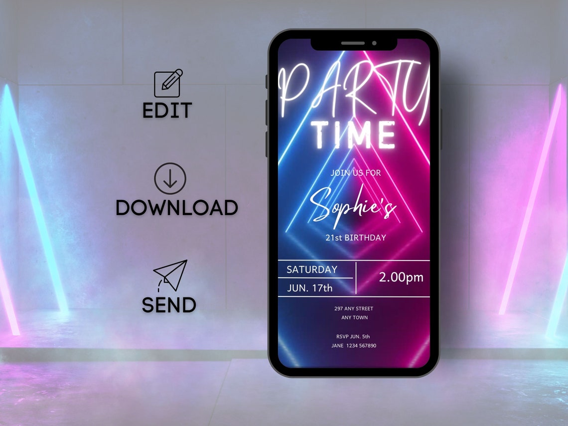 Editable Animated Party Invitation | Digital Invite Template for Canva ...