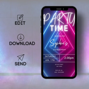 Editable Animated Party Invitation | Digital Invite Template for Canva ...