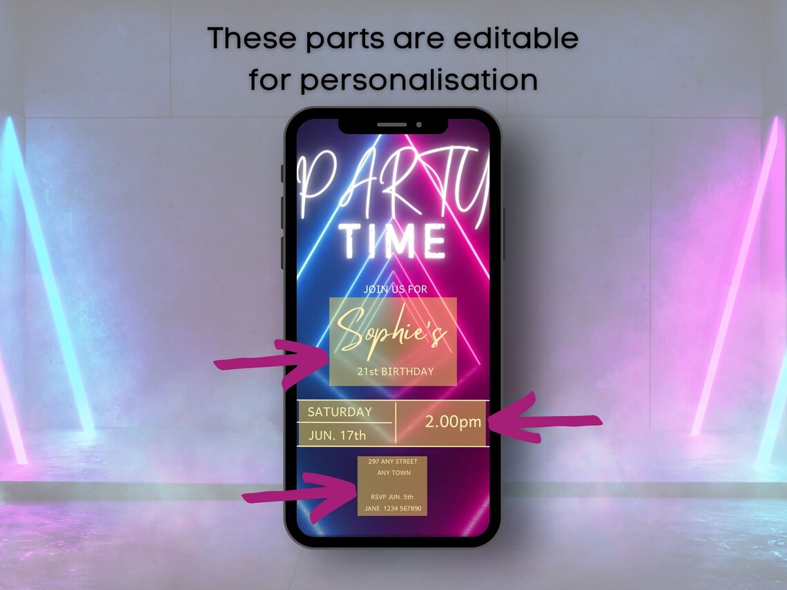 Editable Animated Party Invitation | Digital Invite Template for Canva ...