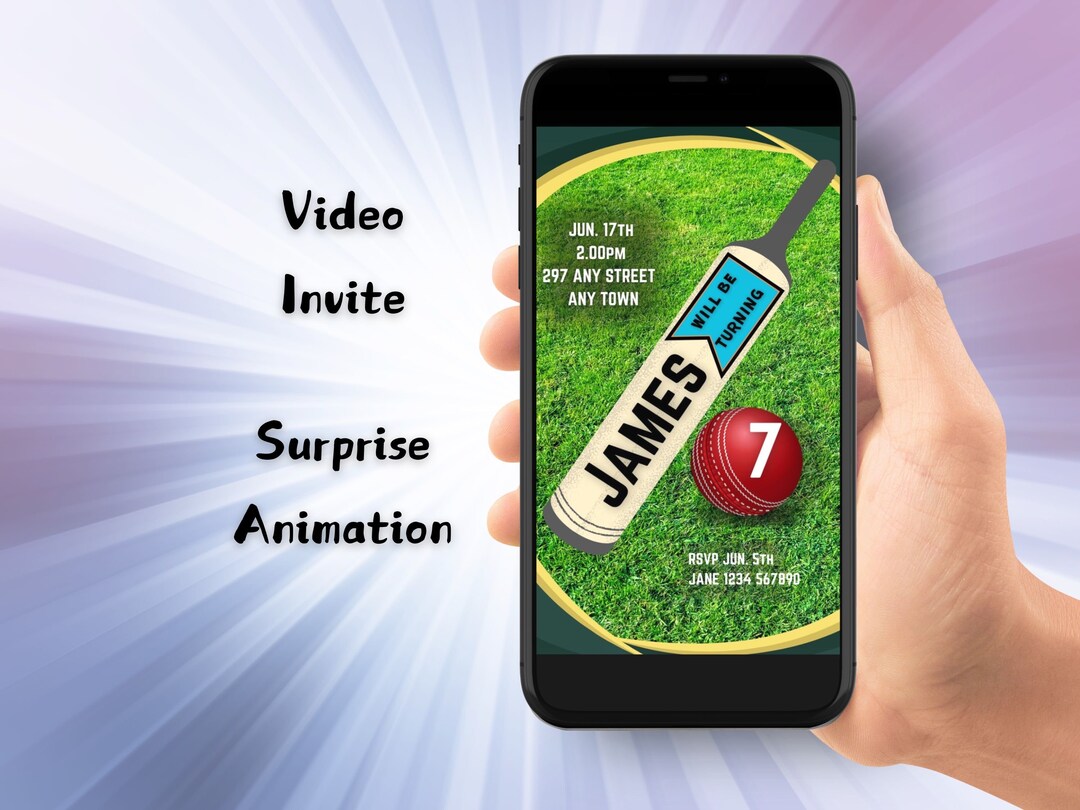 Digital Mobile Invite Cricket | Animated Celebration Invitation | Pink ...