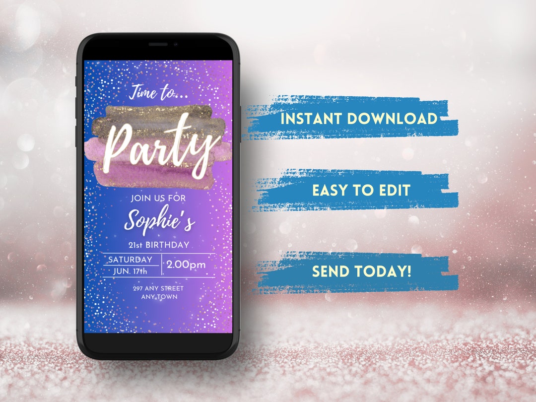 Editable Party Invitation | Digital Invite Template for Canva | Unique ...