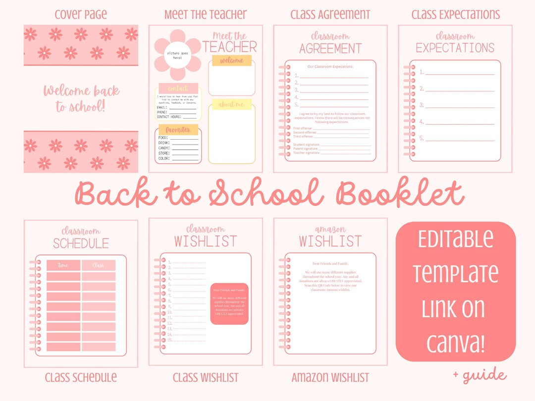 Back to School Booklet Template Meet the Teacher, Classroom ...