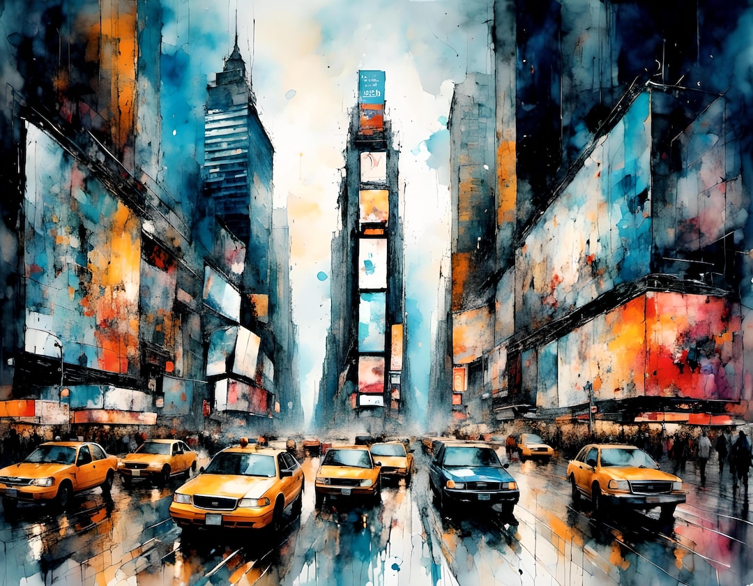 New York City Art, Times Square Wall Art, Vibrant Abstract Style ...