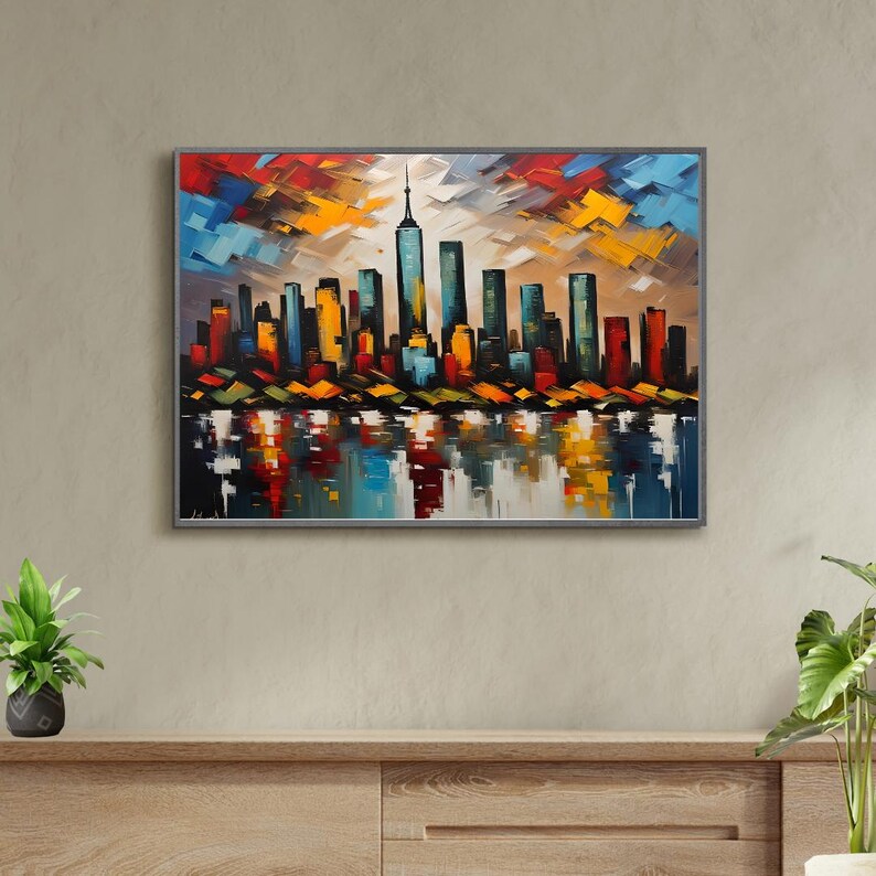 New York City, Skyline, Oil Painting, Home Decor Art, Wall Art ...