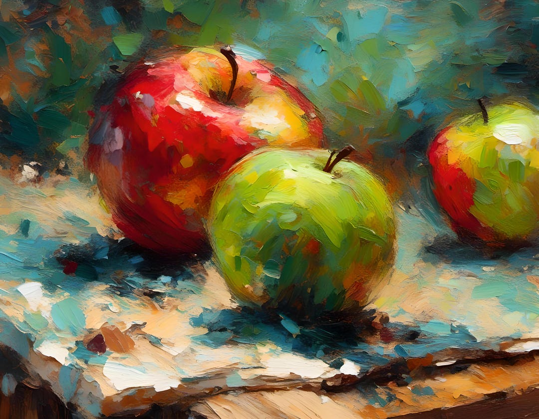 Vibrant Apples Still Life: Classic Oil Painting Style, Download Wall ...
