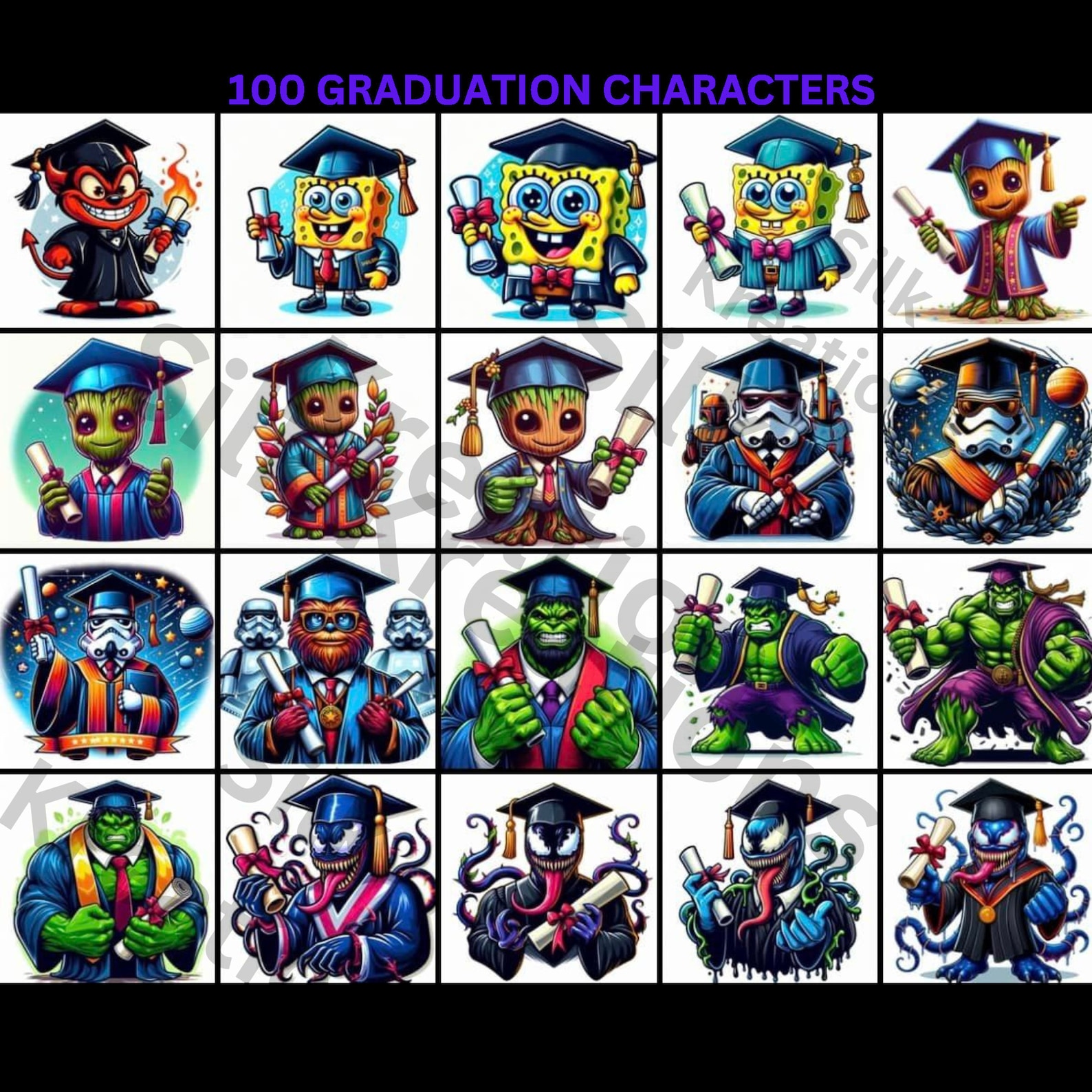 100 GRADUATION CHARACTERS - Etsy