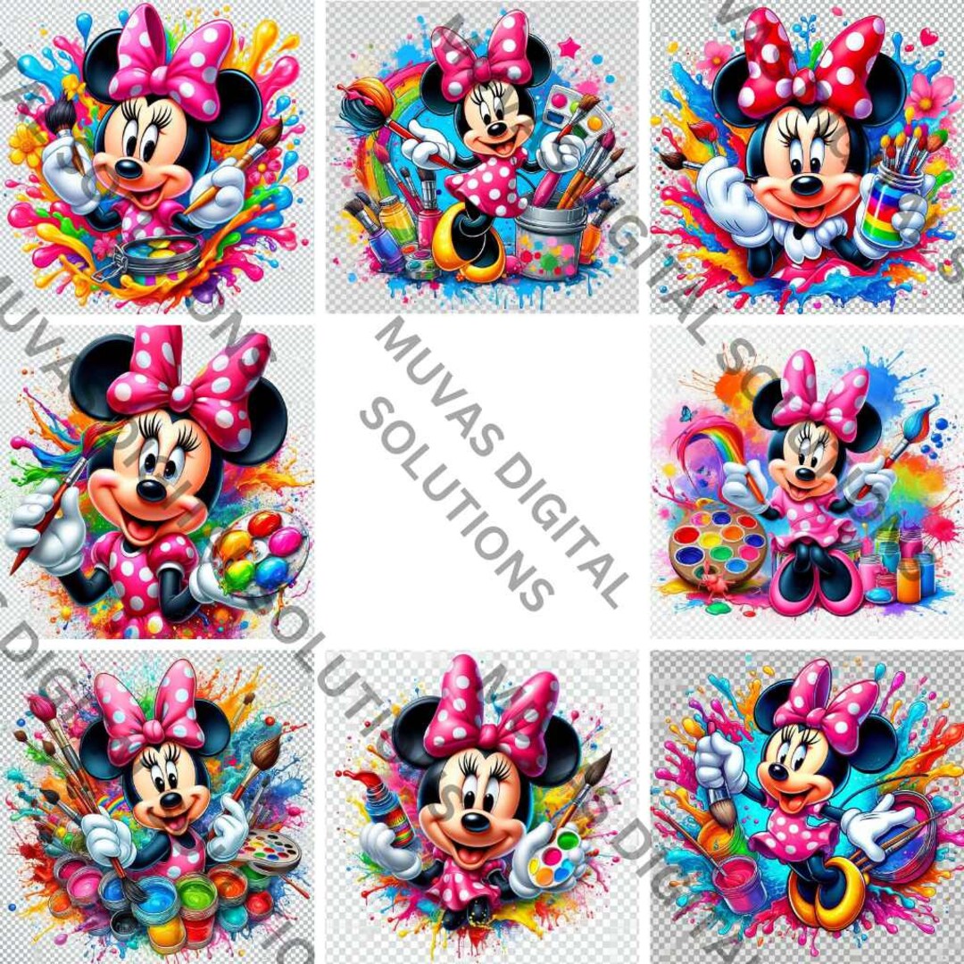 Minnie Mouse Splash Paint Clipart - Etsy