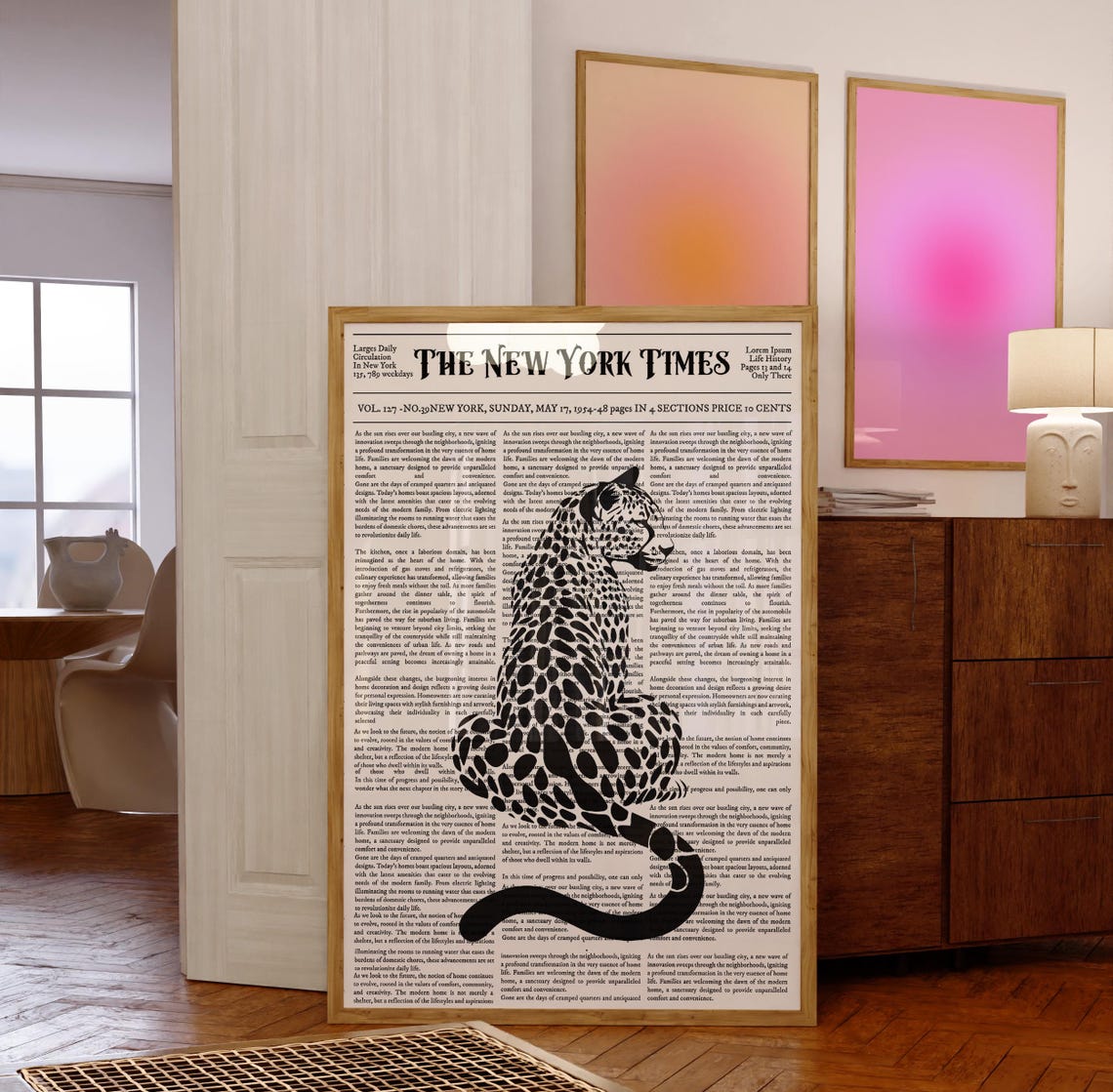 Newspaper Poster, New York News, Lucky Print, Lucky Poster, Jaguar Wall ...