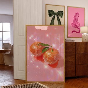 Disco Orange Art Print, Disco Ball Poster, Preppy Poster, Living Room ...