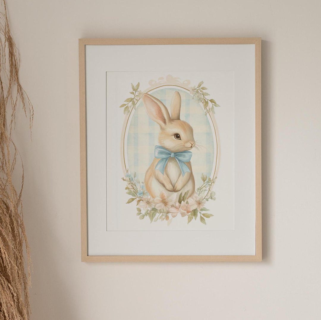 Cute Bunny Print, Cottagecore Rabbit Vintage, Cottagecore Decor, Baby ...