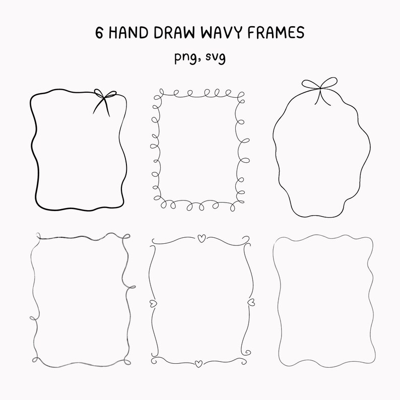 Hand Drawn SVG Wavy Frames, Wavy Squiggle Border, Whimsical Invites ...
