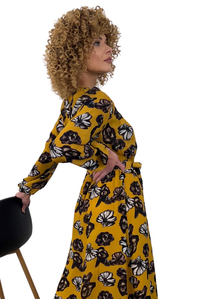 A-line Silhouette/business Dress/midi Dress/office Dress/elegant Floral ...