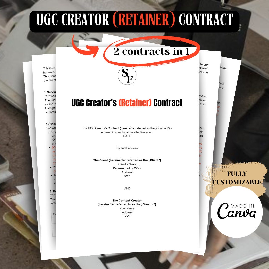 UGC Creator Contract | UGC Contract | 2 in 1 UGC Retainer Contract ...