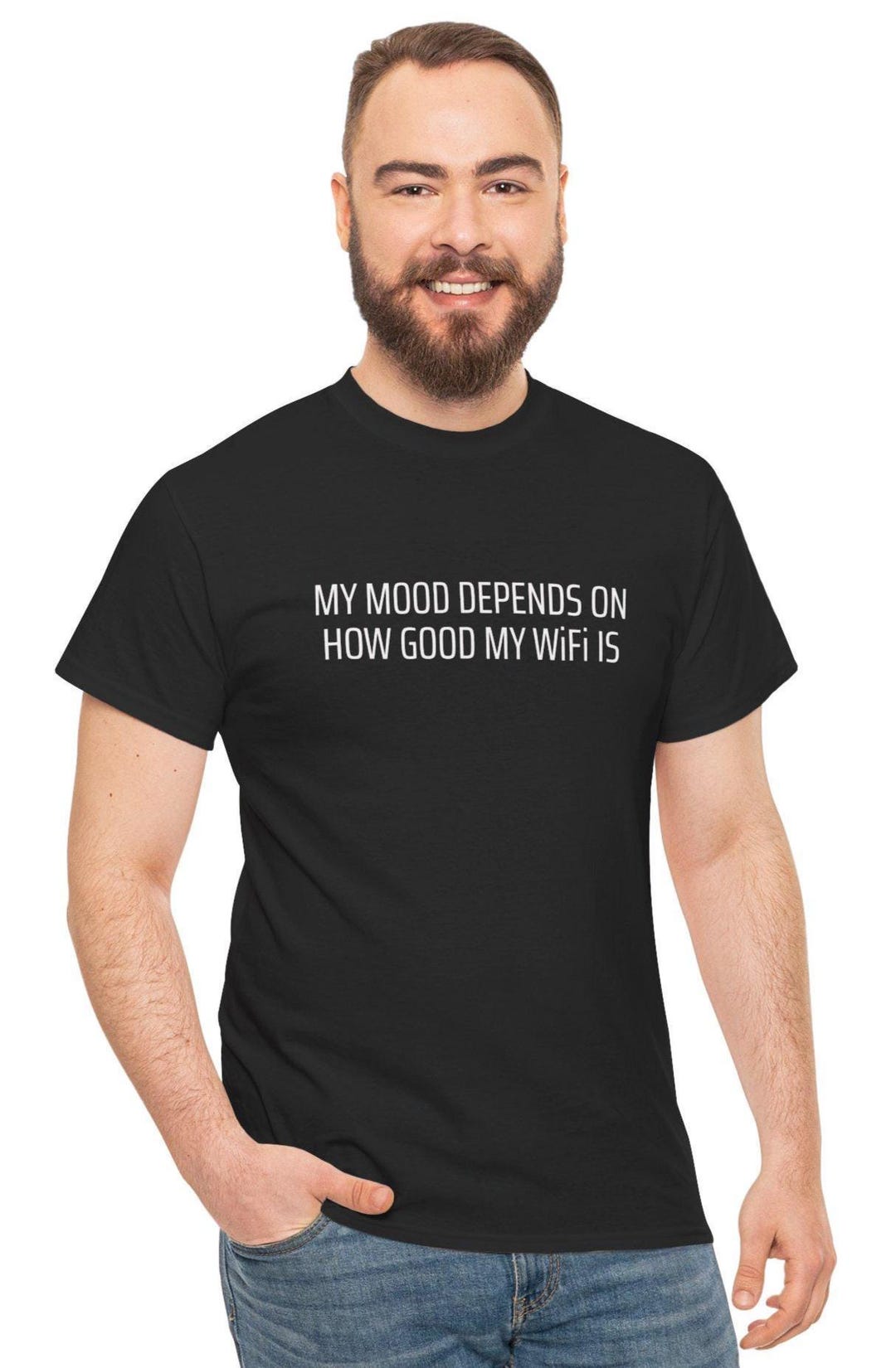 My Mood Depends on How Good My Wifi is Funny Internet Shirt, Gen Z Tee ...