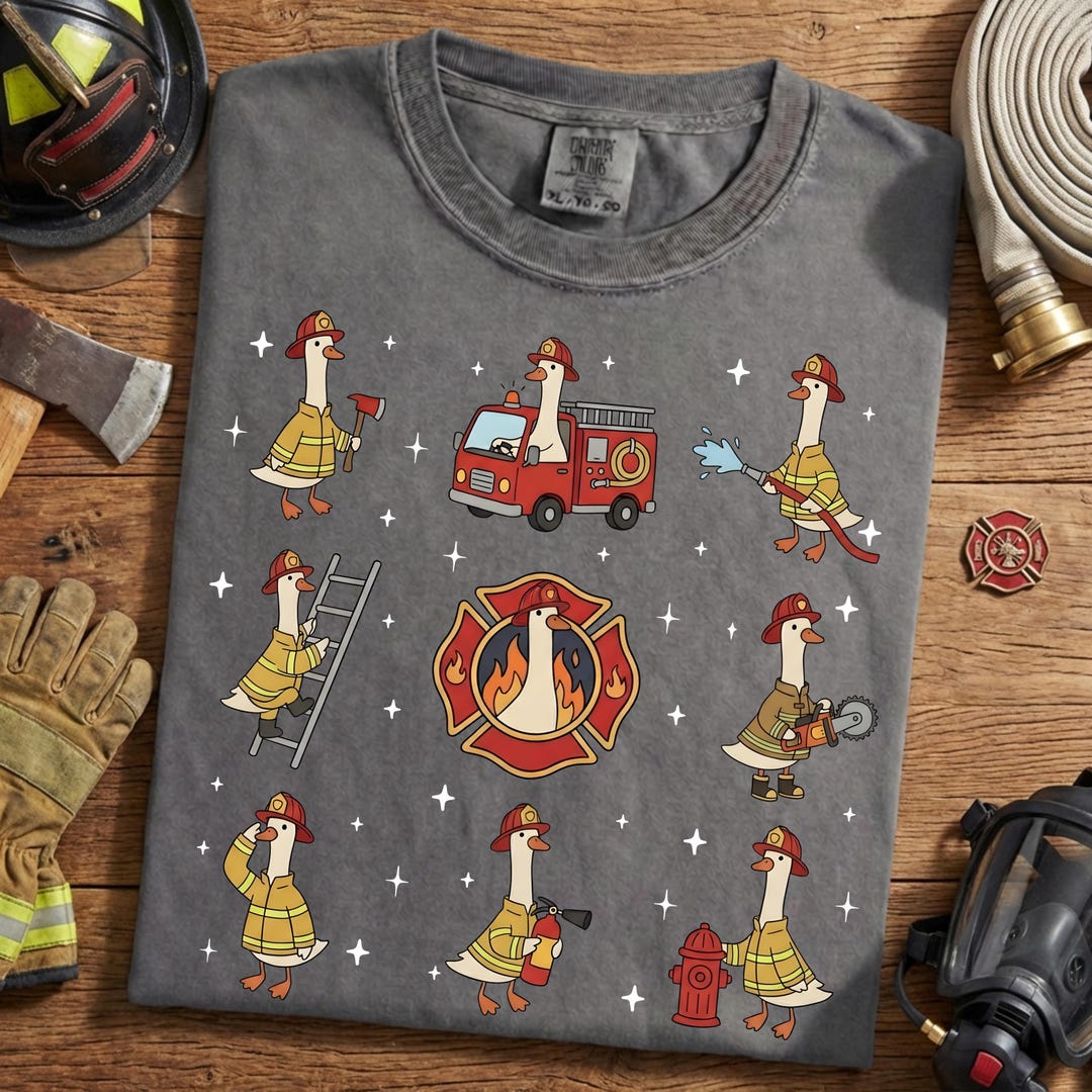 Silly Goose Firefighter Shirt - Funny Fire Dept Goose Meme Tee, Comfort ...