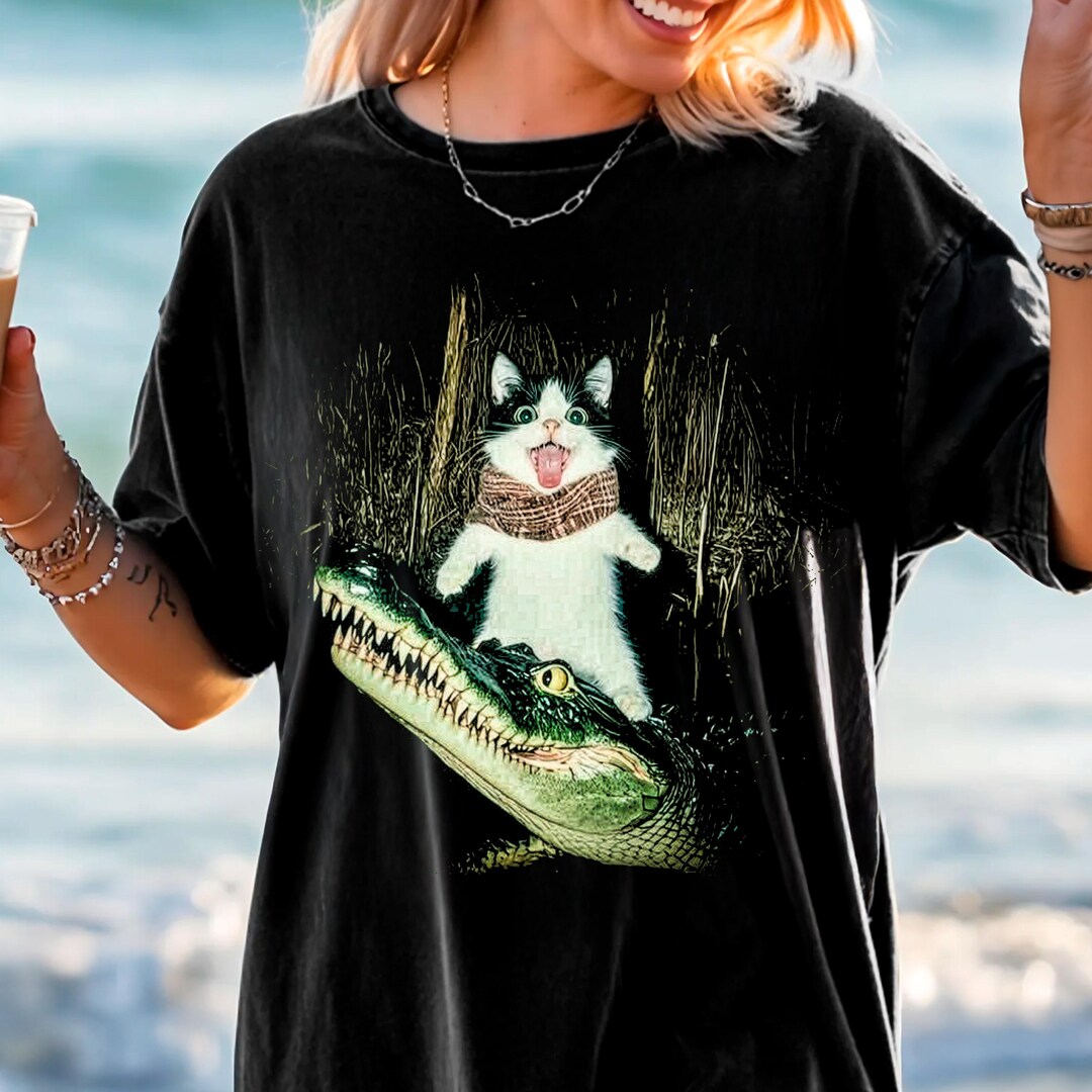 Retro Meme Cat Shirt – Weirdcore Surreal Cat Graphic, Sarcastic Meme ...