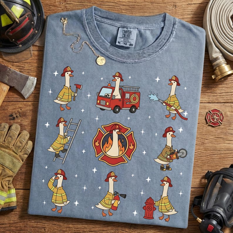 Silly Goose Firefighter Shirt - Funny Fire Dept Goose Meme Tee, Comfort ...