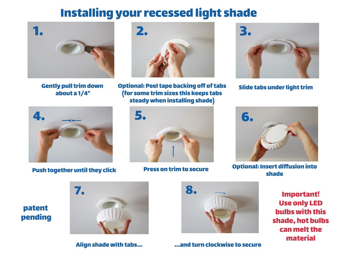 Gemma Recessed Light Shade 4" - Decorative LED Can Light Cover (no ...