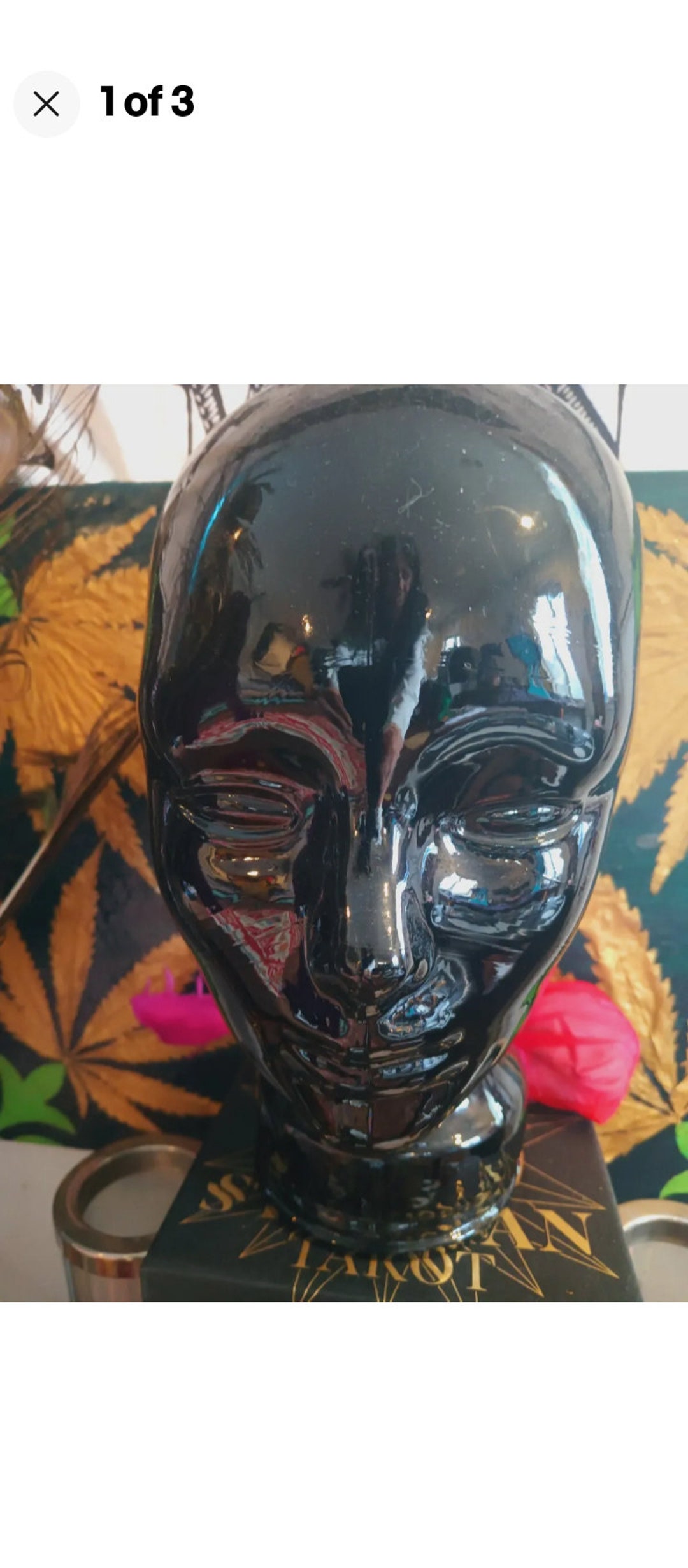 Vintage Black Glass Display Head - Etsy